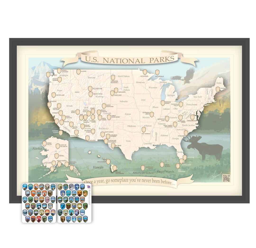 National Parks Map | Push Pin and Domed Stickers | USA National Parks ...