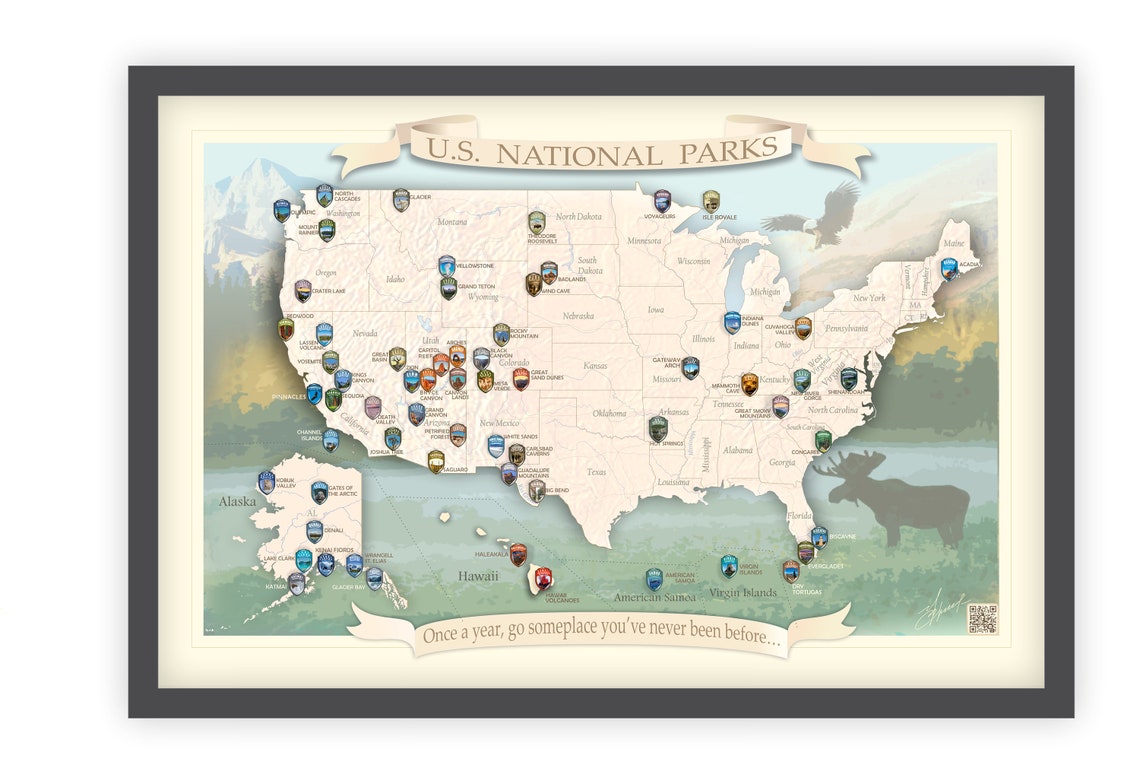 National Parks Map | Push Pin and Domed Stickers | USA National Parks ...