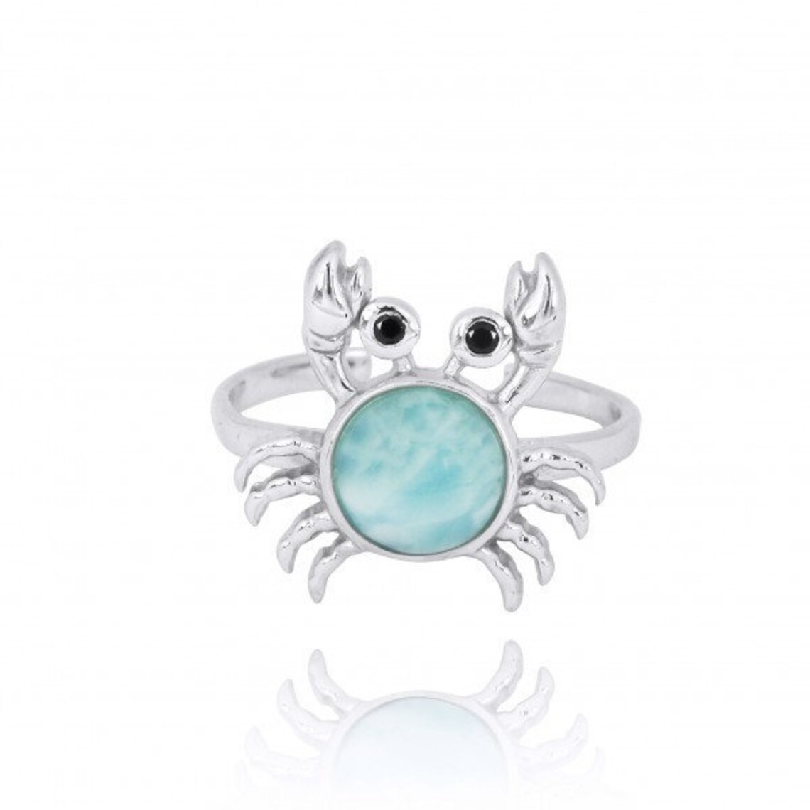 Crab Ring 925 Sterling Silver Crab Ring with Larimar and | Etsy