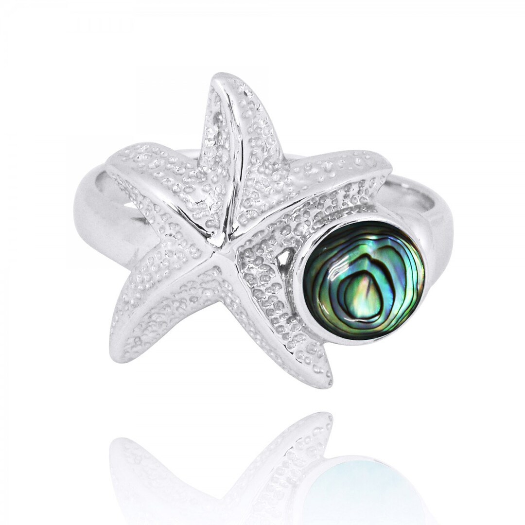 Sterling Silber Seestern Ring mit runder Abalon Muschel - Sea Life ...