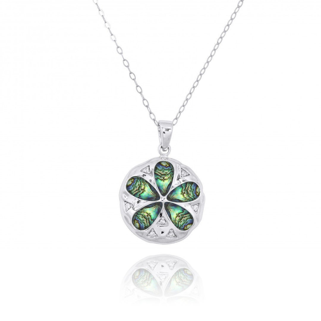 Abalone Shell Necklace - Sterling Silver Sand Dollar With Natural ...