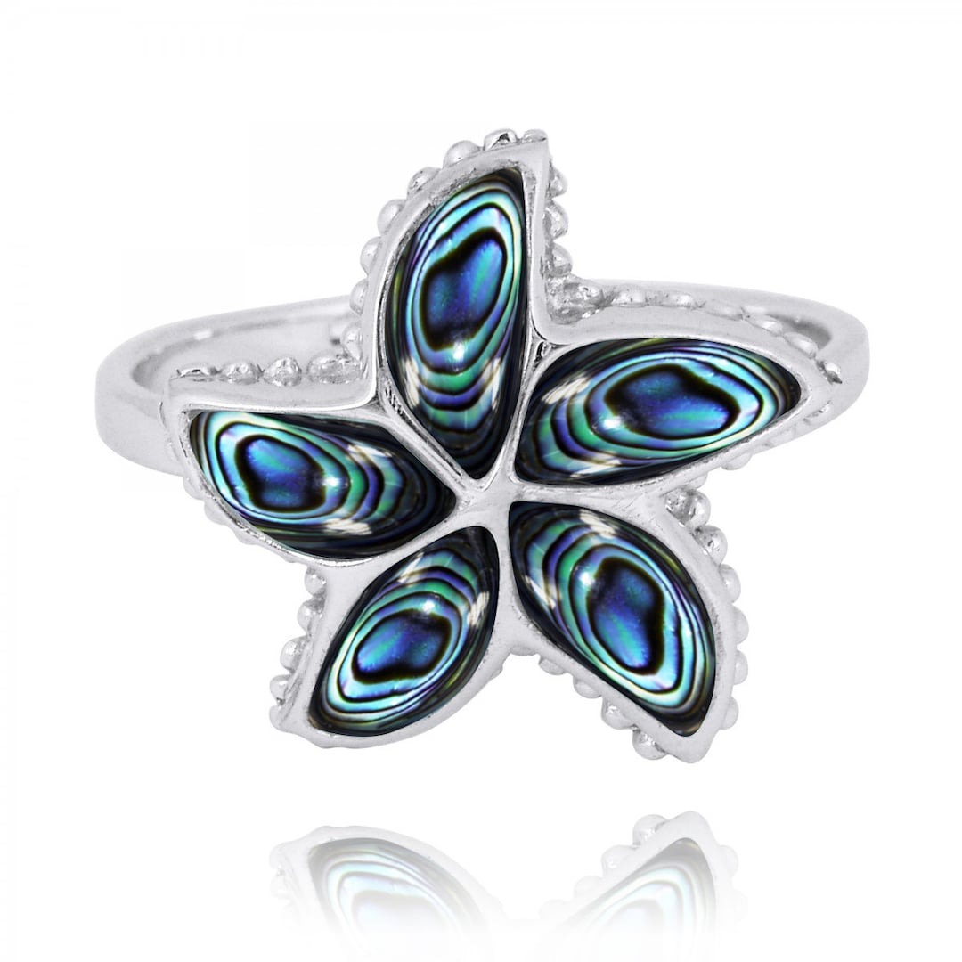 Sterling Silber 925 Seestern Ring mit Abalone Muschel - Sea Life Beach ...