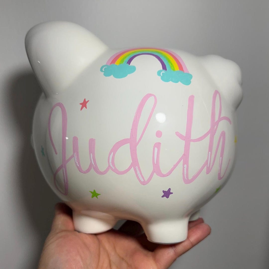 Personalized Piggy Bank - Rainbows - Etsy