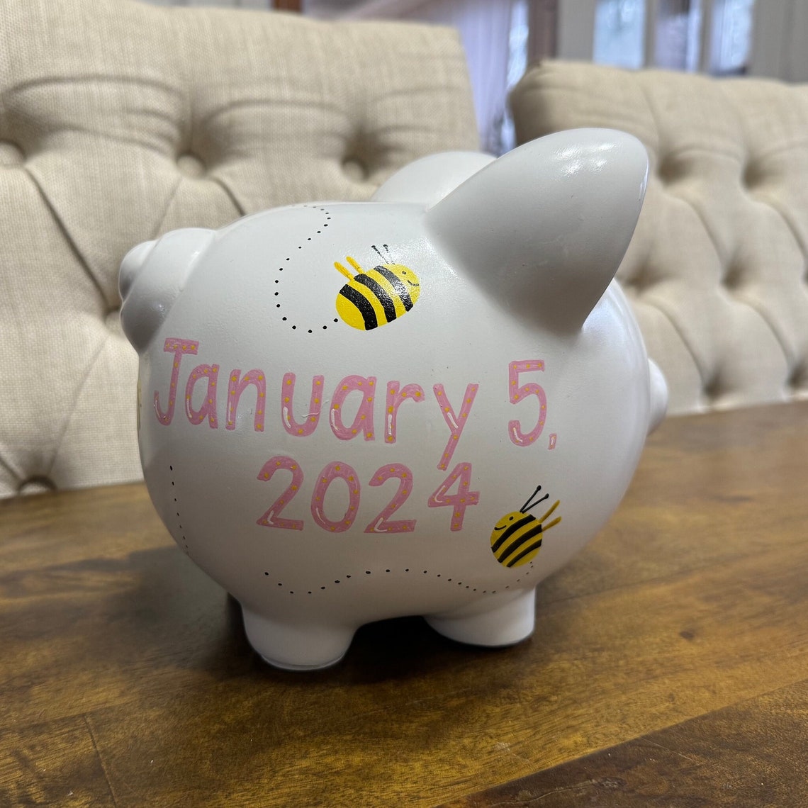 Personalized Piggy Bank - Bees - Etsy