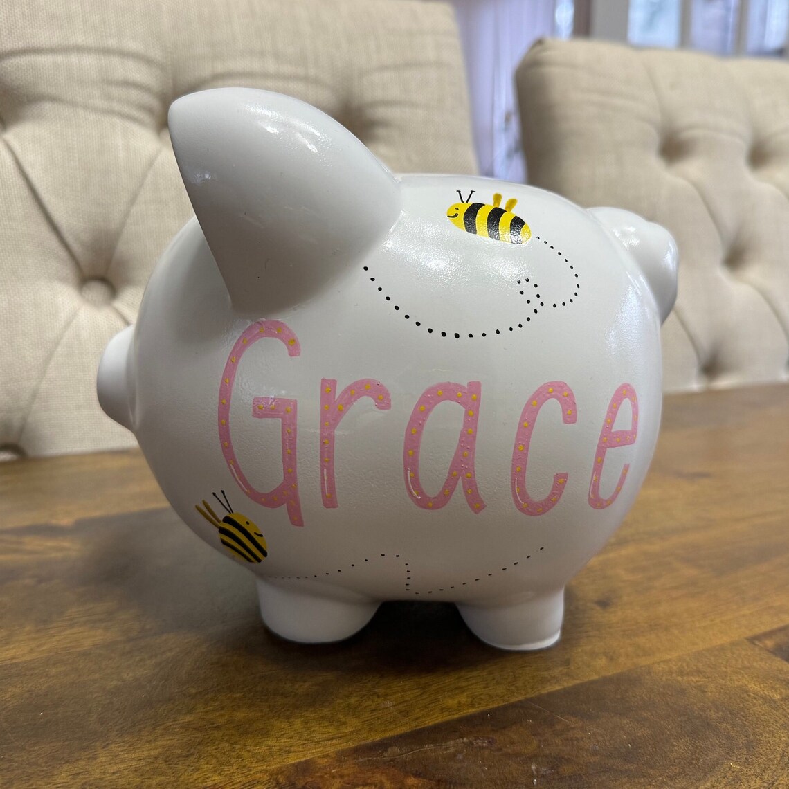 Personalized Piggy Bank - Bees - Etsy