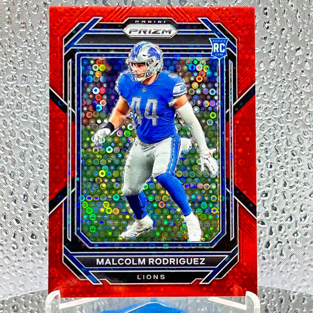 Malcolm Rodriguez ROOKIE 'd /50 No Huddle Prizm RED Disco 2022 Detroit Lions, Oklahoma State ...