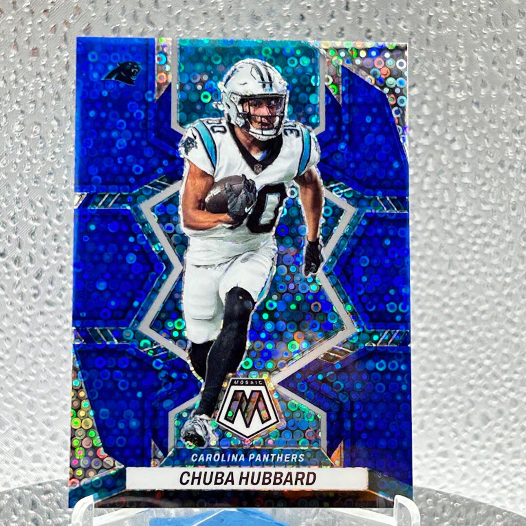 Chuba Hubbard 'd /75 No Huddle Mosaic BLUE Prizm Disco Color Match 2022 ...