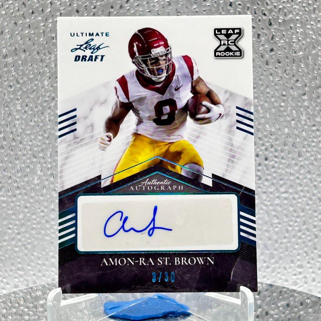 Amon-ra St Brown ROOKIE AUTO 'd /30 Leaf 2021 Detroit Lions USC Trojans ...