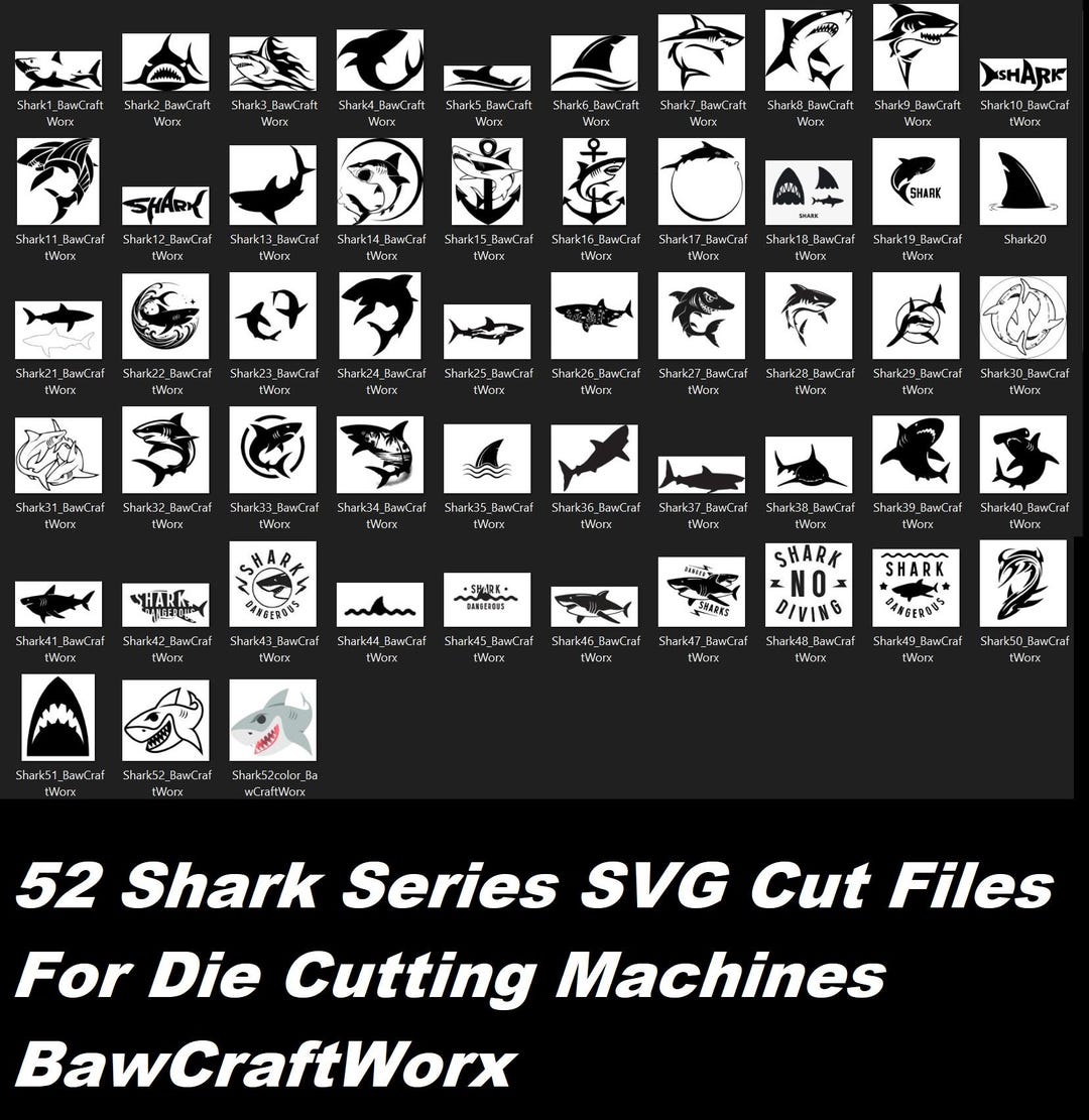 52 Shark Series Cut Files for Die Cutting Machines Cricut Silhouette ...