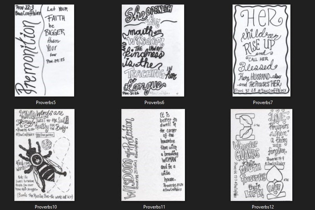 Set of 19 Proverbs Printable Bible Journal Templates, Margins & Tip Ins ...