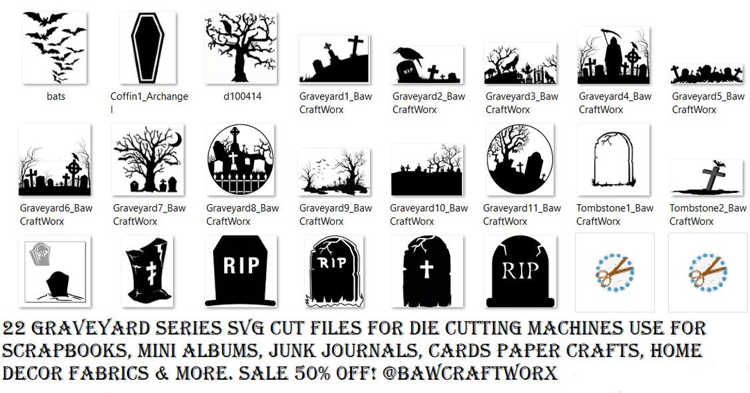 22 Halloween Graveyard Series 22 SVG Cut Filesfor Die Cutting Machines ...