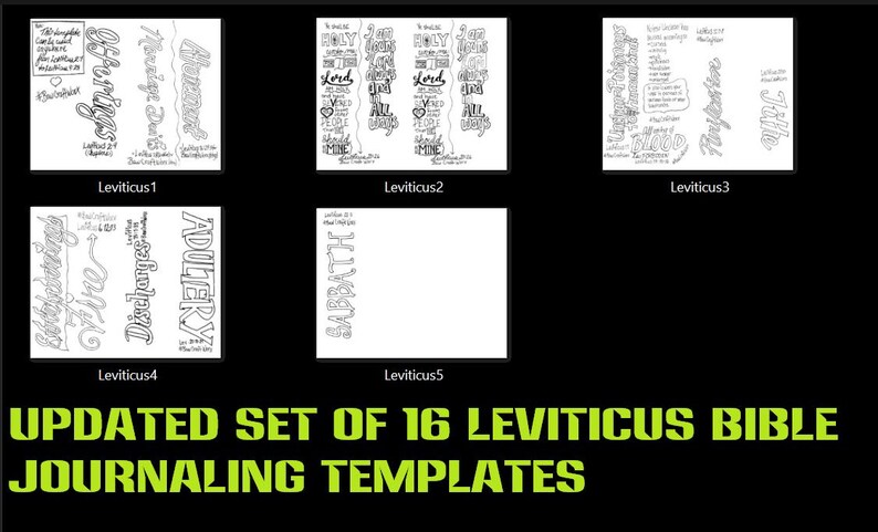 UPDATED Set of 16 Leviticus Printable Bible Journal Templates, Margins ...