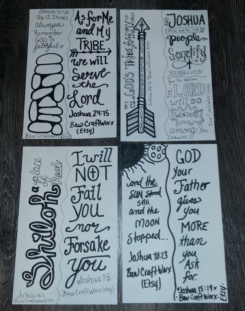 UPDATED Set of 12 Joshua Printable Bible Journal Templates, Margins ...