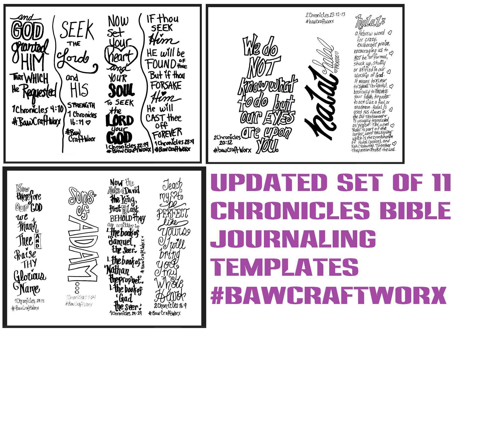 UPDATED Set of 11 Chronicles Printable Bible Journal Templates, Margins ...