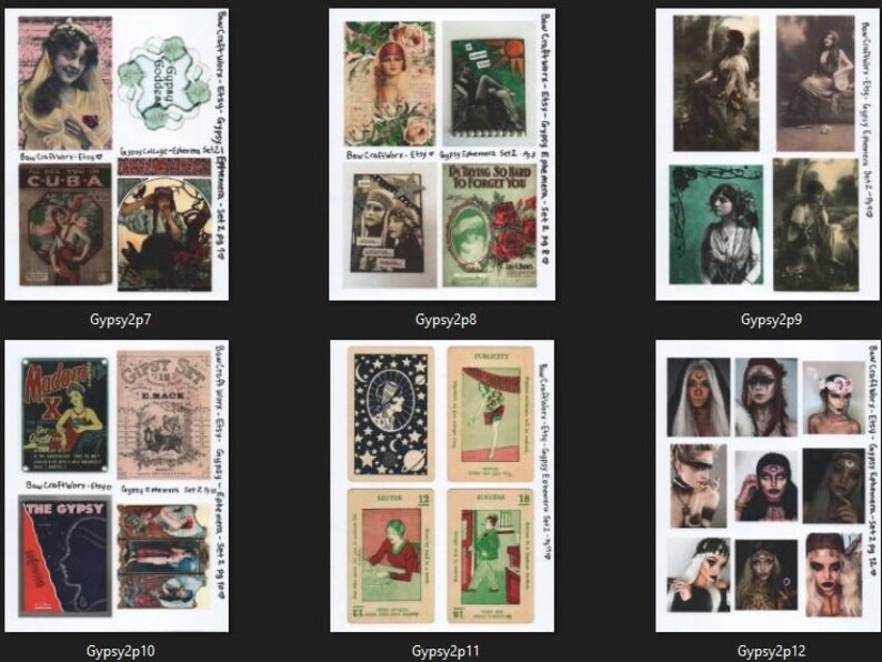 PRINTABLE Gypsy Ephemera Set 2 Journal Cards Collage Sheets - Etsy