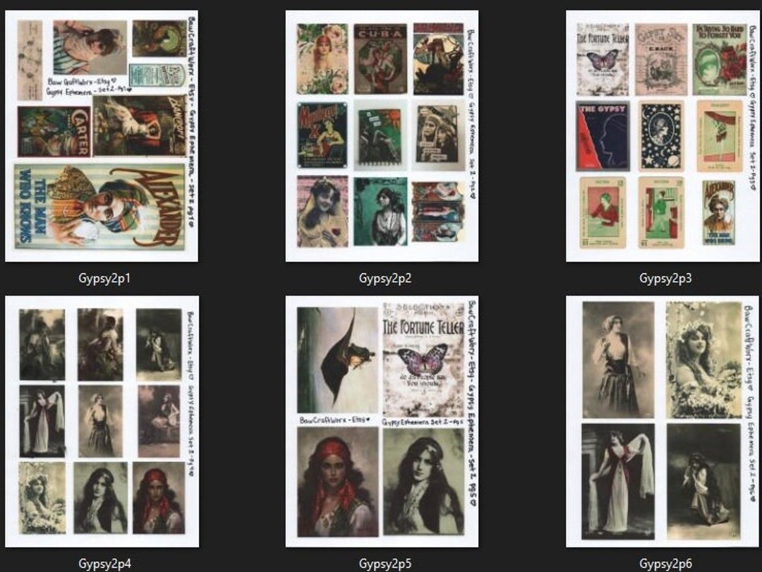 PRINTABLE Gypsy Ephemera Set 2 Journal Cards Collage Sheets Ephemera ...