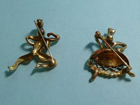 Tasha and Sasha Trifari Pins Sterling Silver Brooch R… - Gem