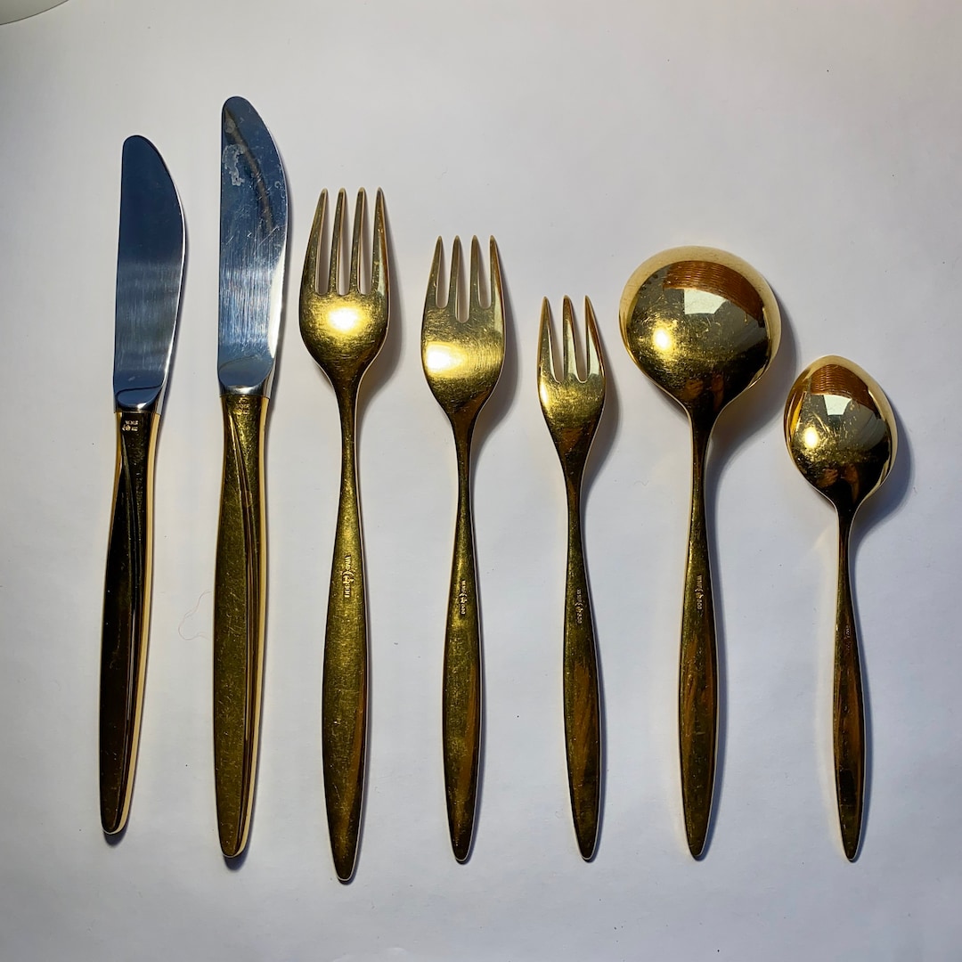 Vintage WMF 800 Silver Gold Plated Silverware 7 Piece Place Setting - Etsy