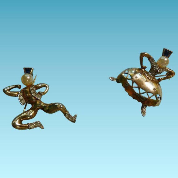 Tasha and Sasha Trifari Pins Sterling Silver Brooch R… - Gem