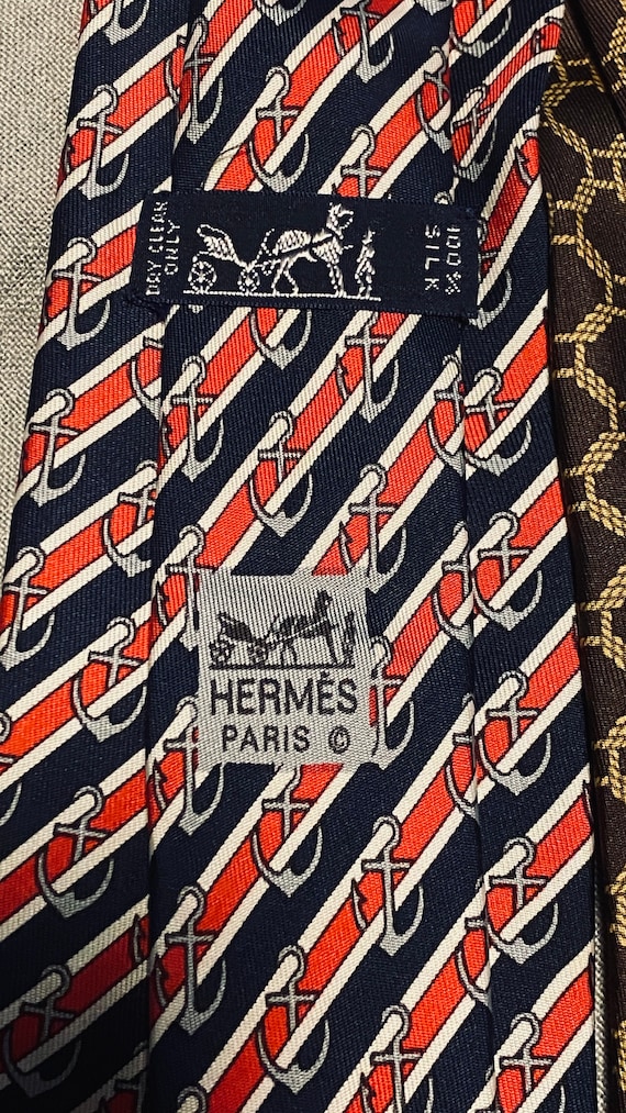 Hermès Silk Ties Toucan Wheat Anchor Roses - Gem