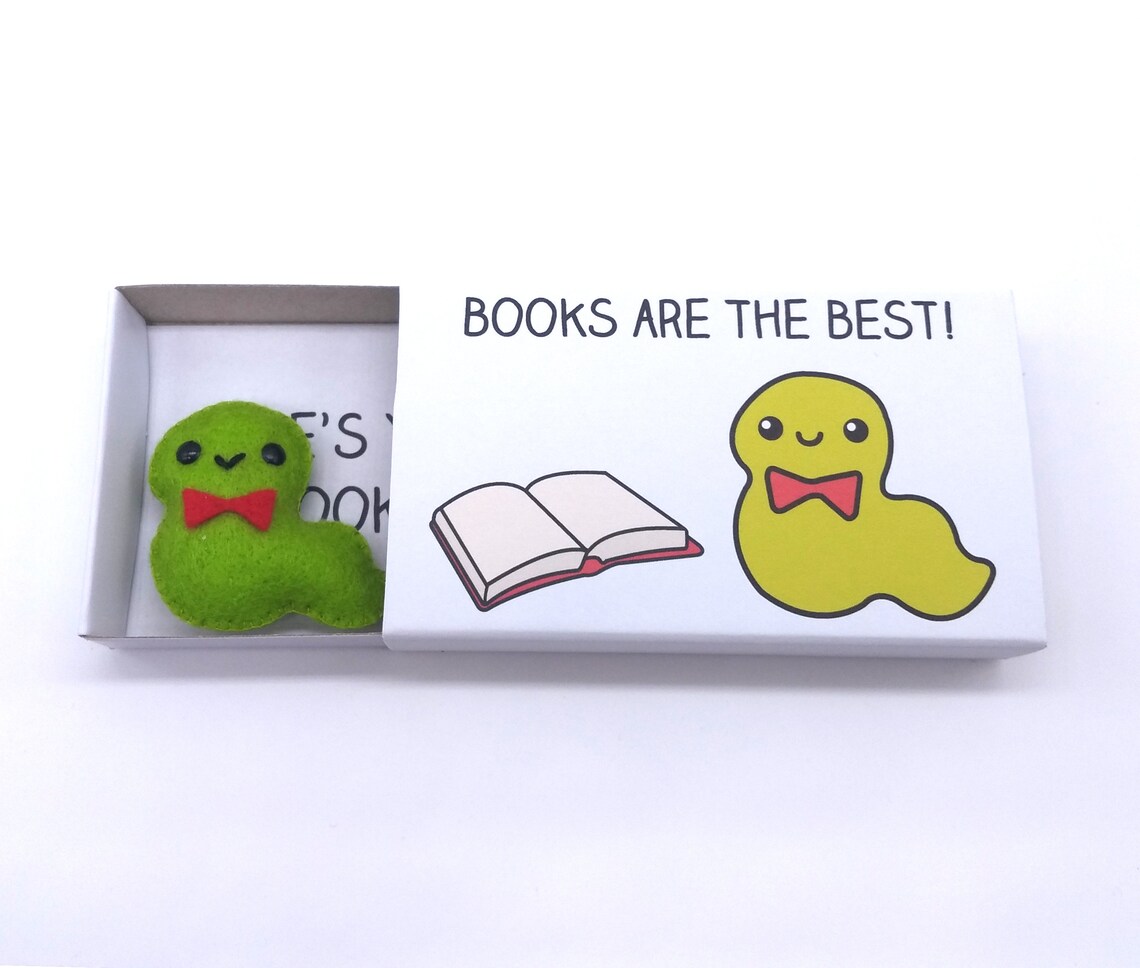 Felt Bookworm Magnet in a Matchbox 'books Are the Best - Etsy