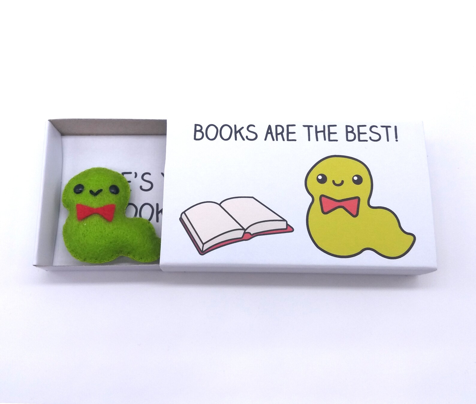 Felt Bookworm Magnet in a Matchbox 'books Are the Best | Etsy