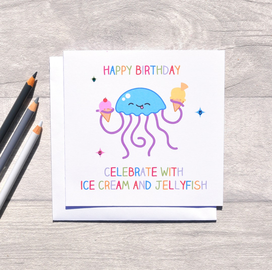 Jellyfish Birthday Card - Etsy