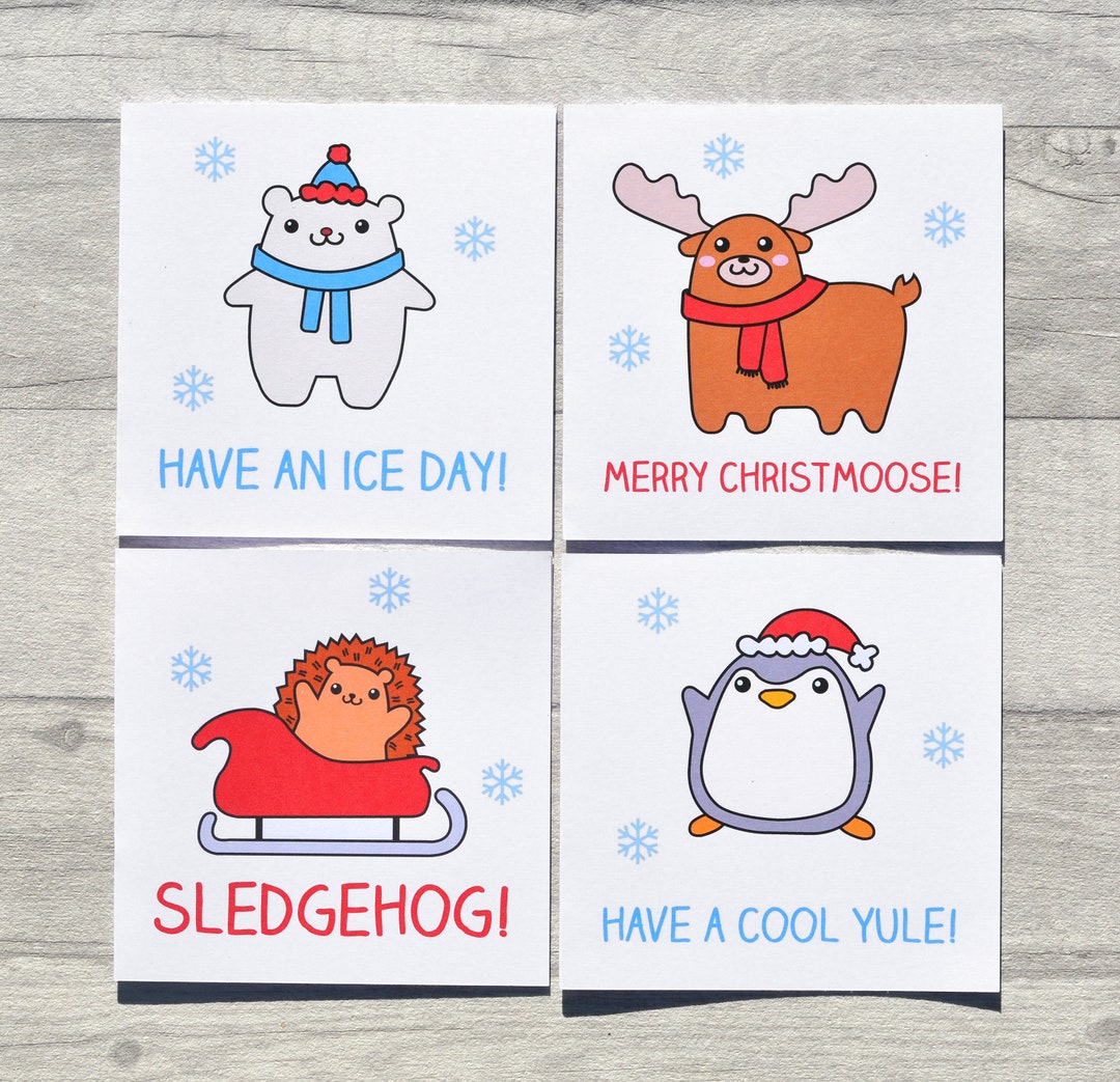 Cute, Funny Animal Christmas Card Sets choose Set of 4, 12, or 20 - Etsy