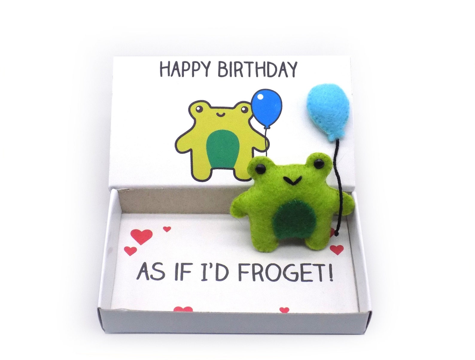 Felt Frog With Balloon Magnets in a Matchbox Gift, Cute Handmade ...