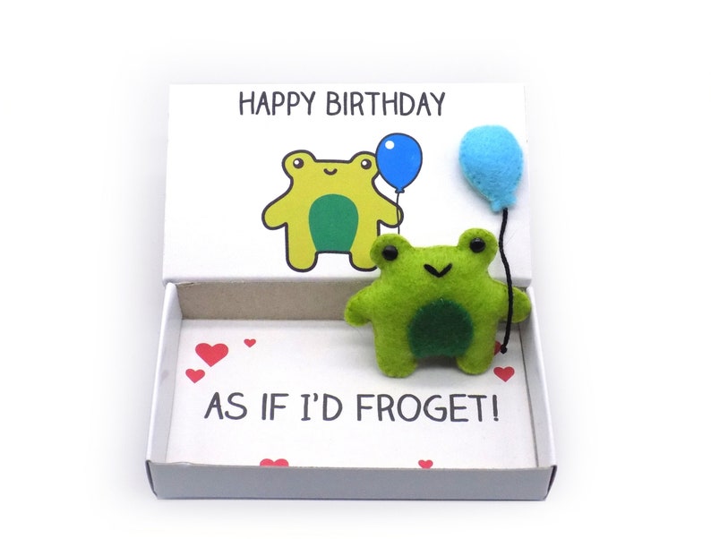 Felt Frog With Balloon Magnets in a Matchbox Gift, Cute Handmade ...