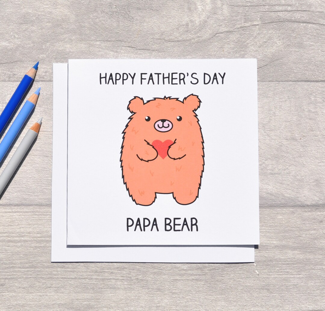 Happy Father's Day Papa Bear Card - Etsy