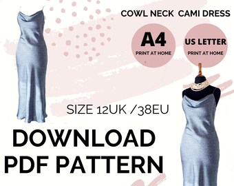 Cowl Neck Cami Dress Pattern - Etsy
