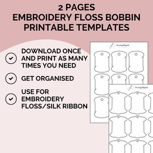 Embroidery Floss Bobbin Printable PDF Templates, 2 Designs Included ...