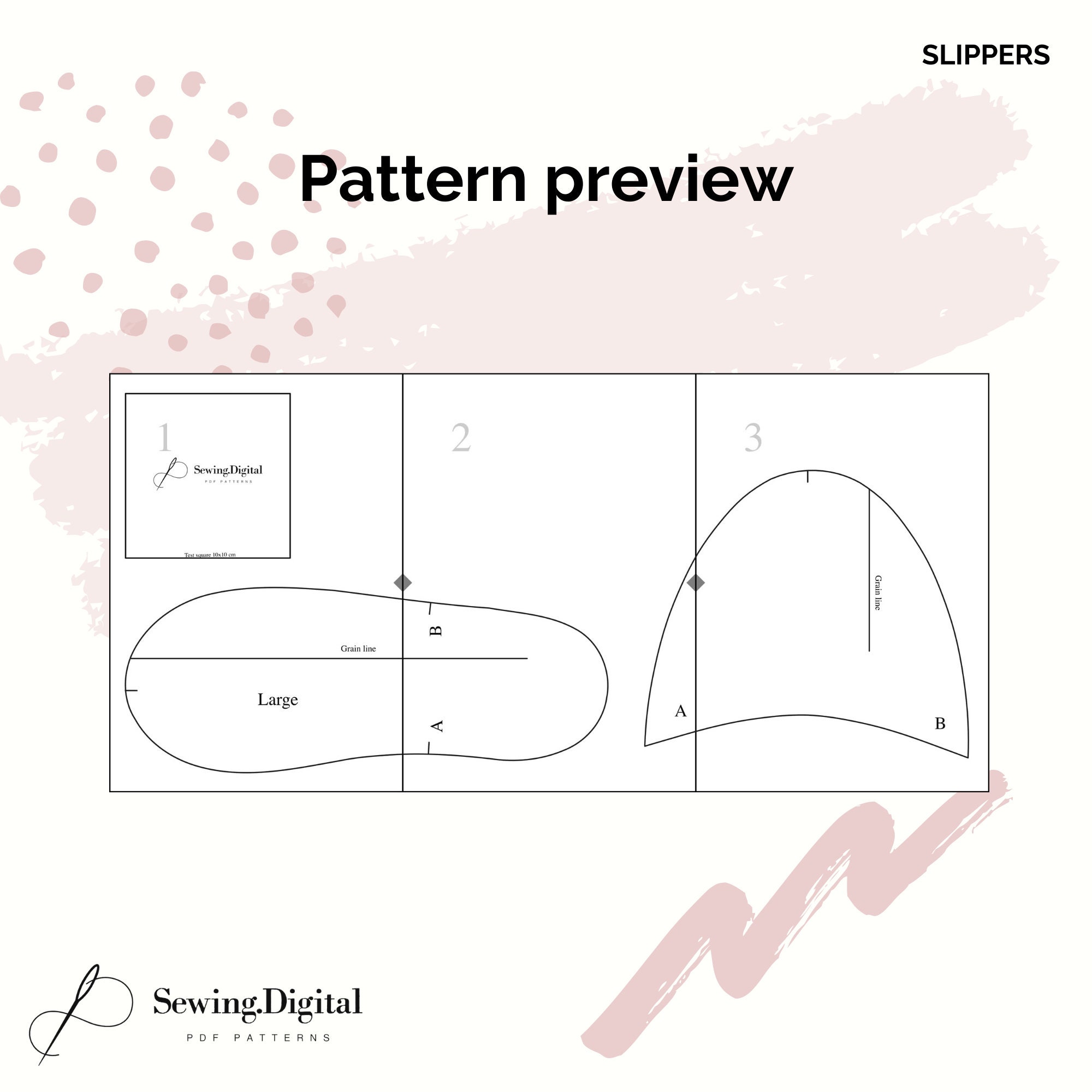 Slippers PDF Sewing Pattern, Unisex Quilted Room Shoes (A4/US Letter ...