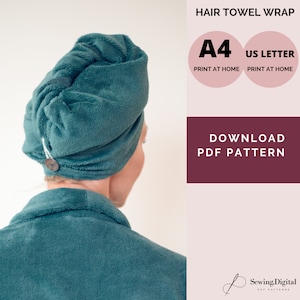 Hair Drying Towel Wrap PDF Sewing Pattern (A4/US Letter) - Etsy