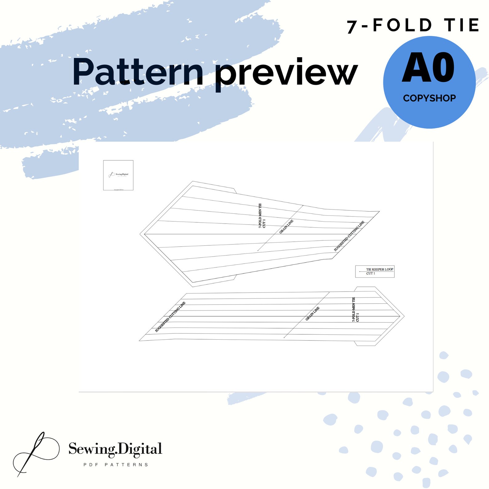 7-fold Men’s Tie Sewing PDF Pattern, Print at Home or Copyshop, A4 US ...