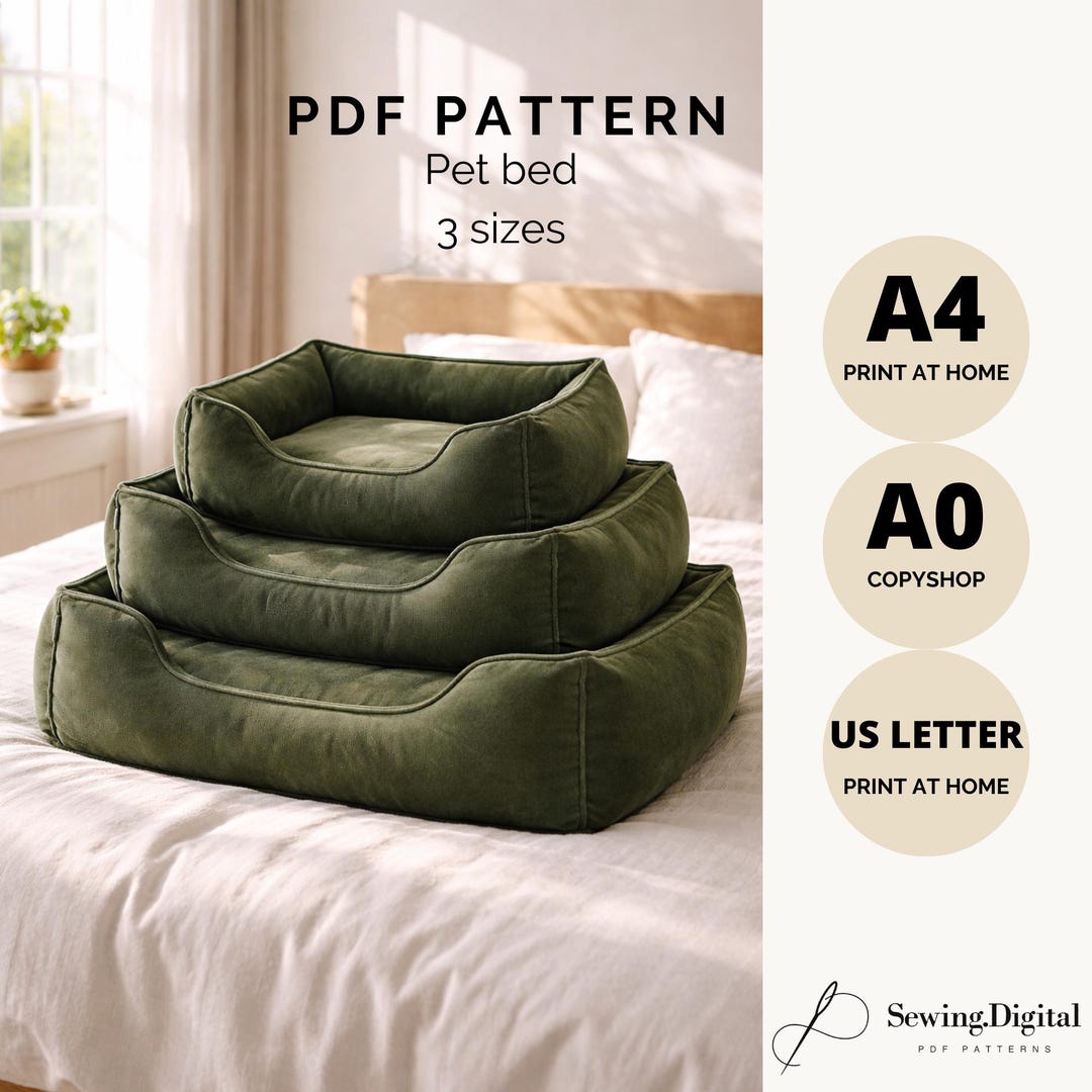 DIY Pet Bed Sewing Pattern PDF | 3 Sizes | Removable Pillow | A4 / US ...