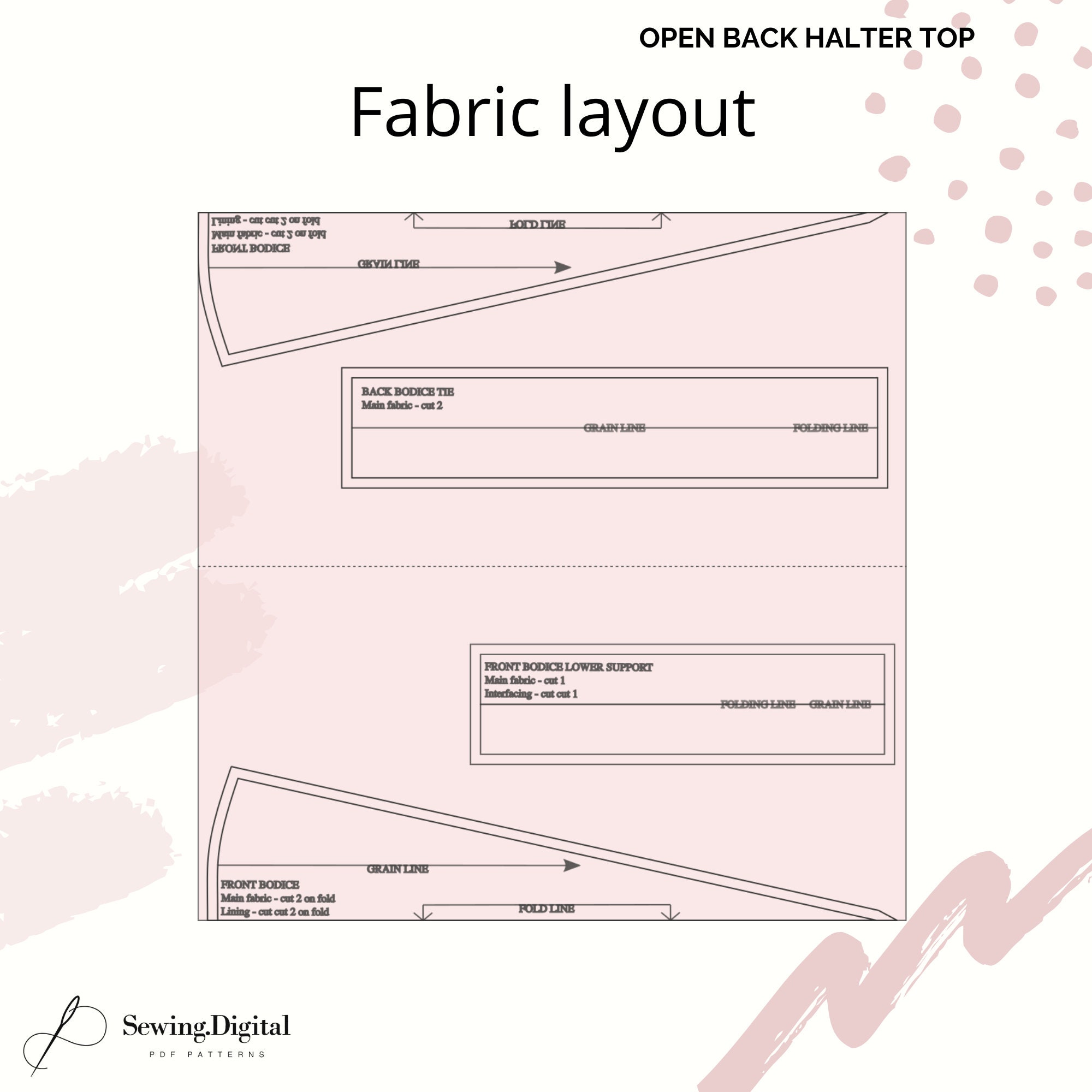 Backless Halter Top PDF Sewing Pattern, Sizes Small 8-10UK 34-36EU ...