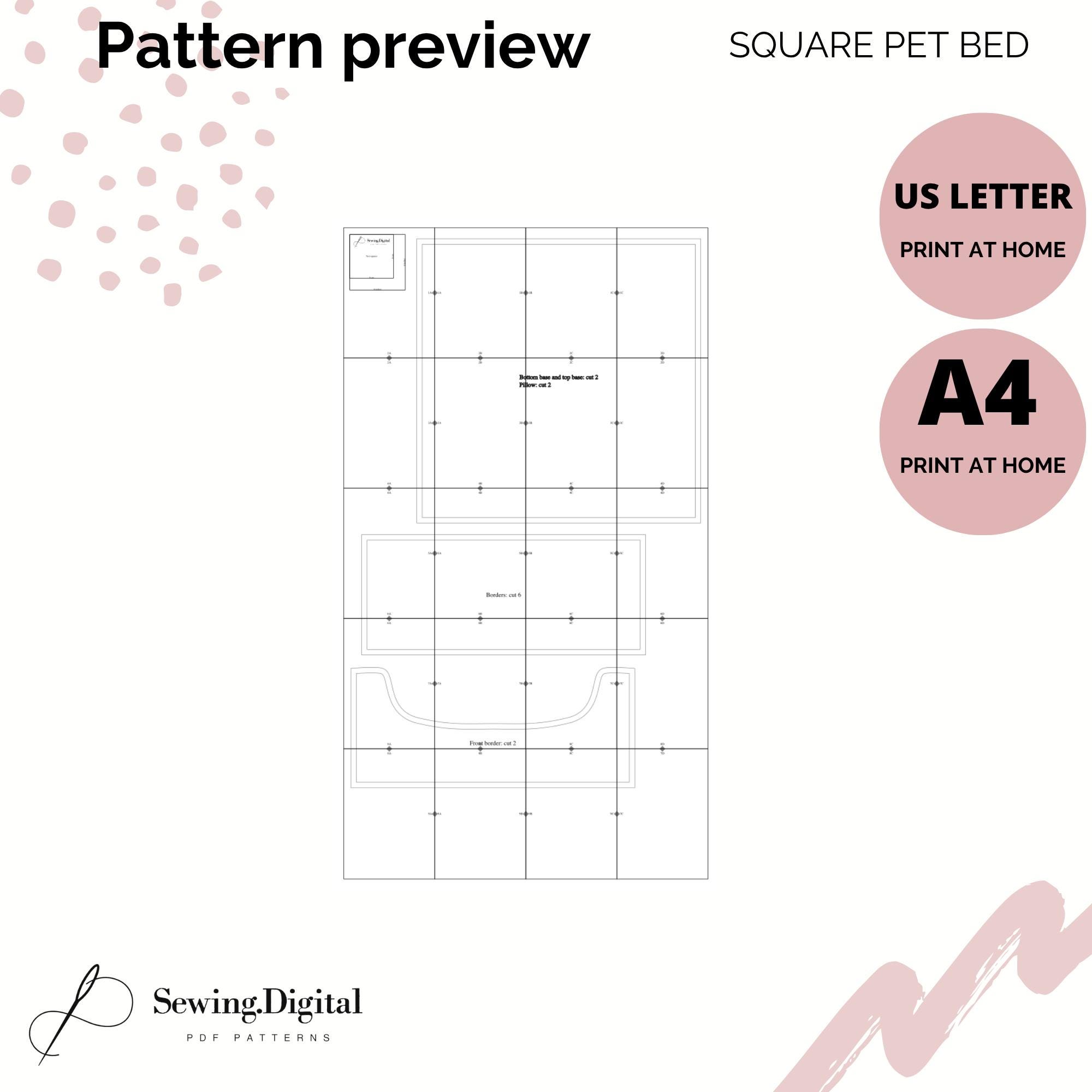 Square Pet Bed Sewing Pattern | DIY Dog & Cat Bed Template (PDF) - Etsy