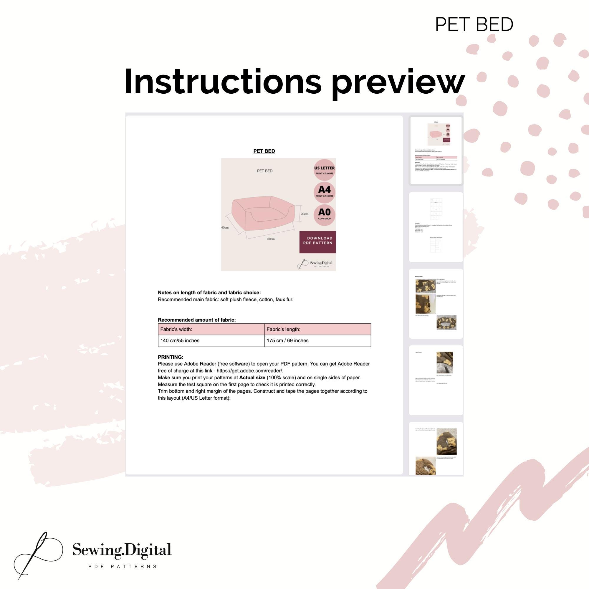 Square Pet Bed Sewing Pattern | DIY Dog & Cat Bed Template (PDF) - Etsy