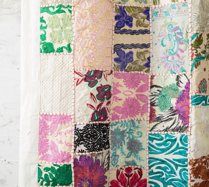 White Large Patchwork Wall Hanging Tapestry Indian Vintage - Etsy