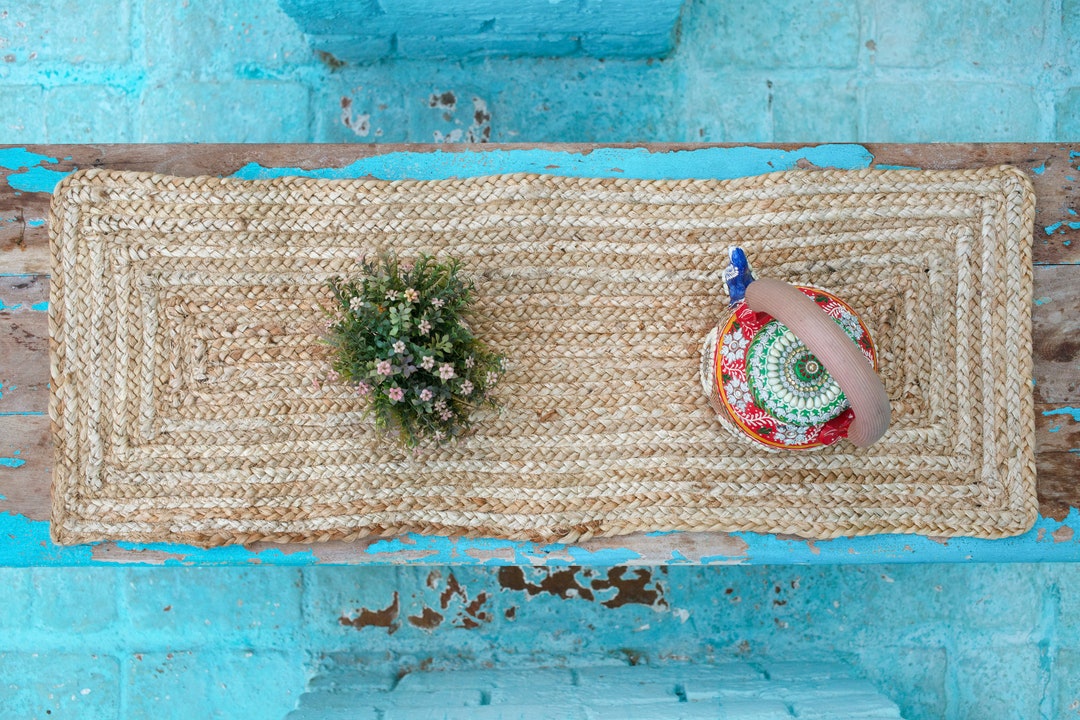 Indian Braided Natural Jute Hand Woven Table Runner , Rustic Dining ...