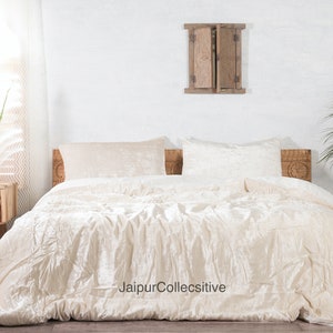 Ivory Velvet Duvet Cover, Comforter Cover Full, UO Bedding Set, White ...