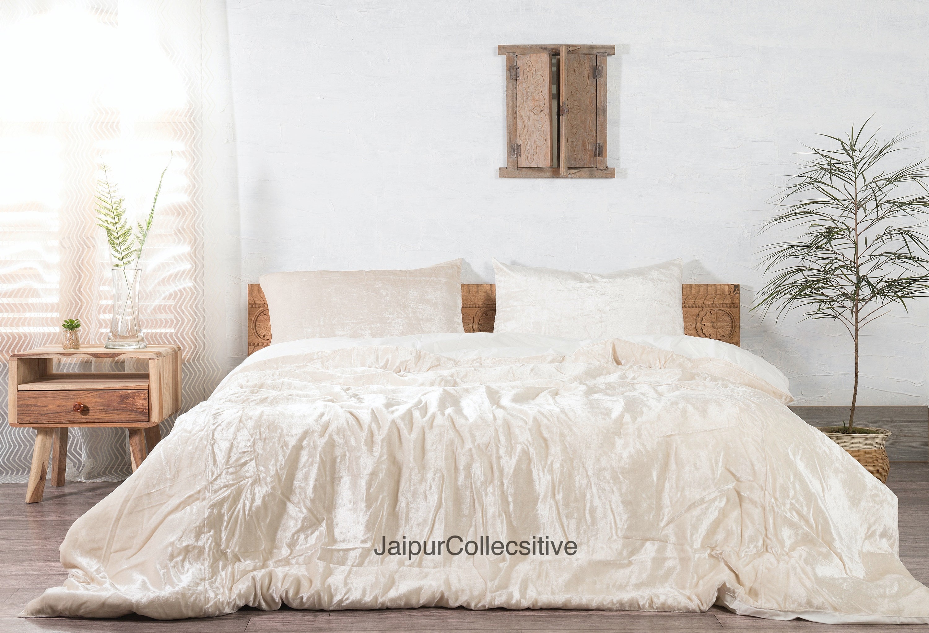 Ivory Velvet Duvet Cover Comforter Cover Full UO Bedding | Etsy