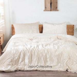 Ivory Velvet Duvet Cover, Comforter Cover Full, UO Bedding Set, White ...