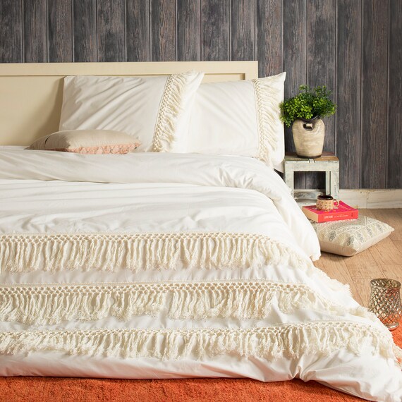 Cotton Fringes Tassels Duvet Cover Boho Bedding 100% Cotton - Etsy