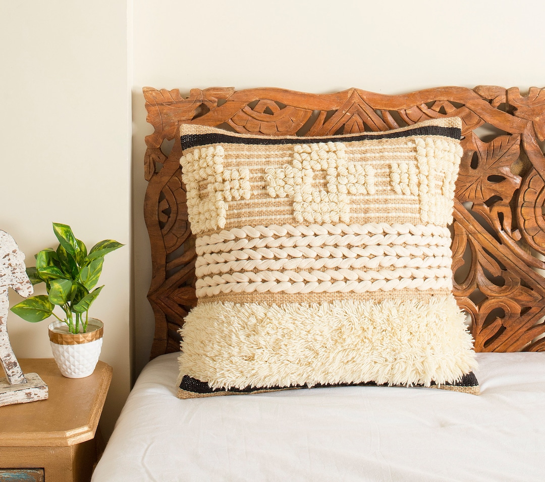 Bohemian Pillow Cover ,woven Pillow Cover ,textured Throw Pillow Black ...
