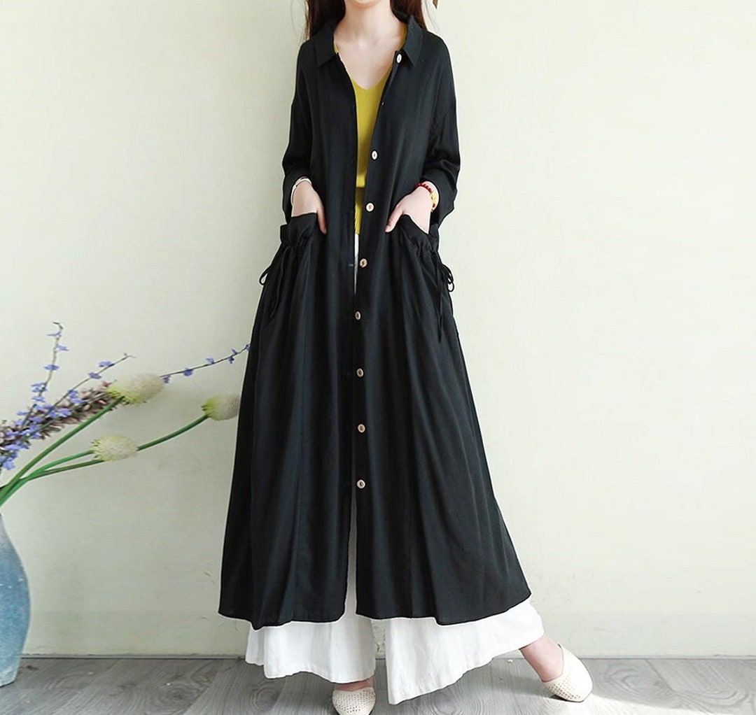 Linen Coat Linen Duster Women Linen Cotton Duster Cotton Coat Linen ...