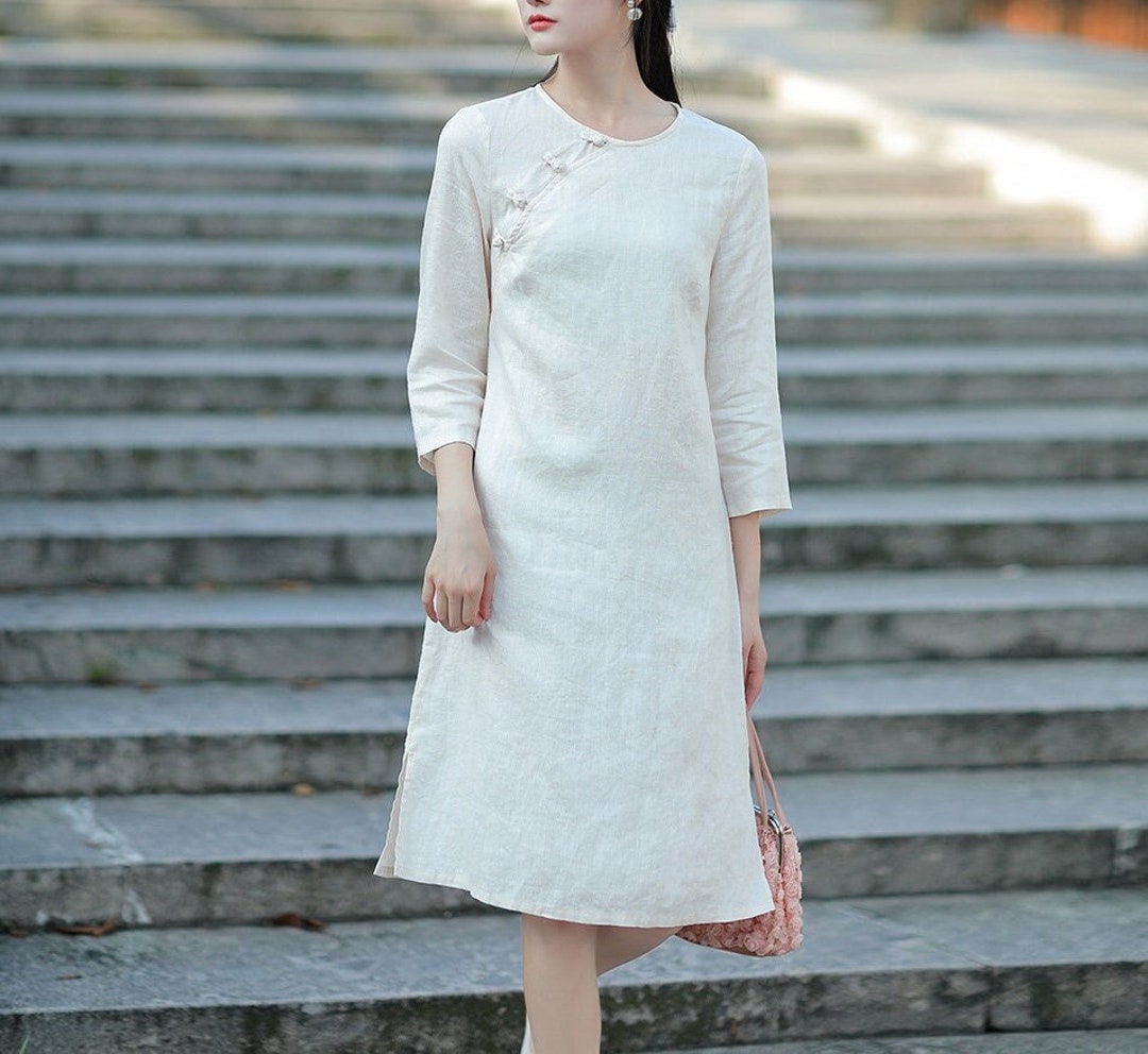 Linen Dress for Women Linen Midi Dress Loose Shift Summer - Etsy Singapore