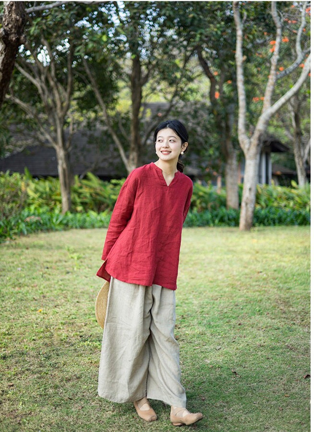 Summer Linen Tops for Women Loose Linen Tunic Tops Oversized Simple ...